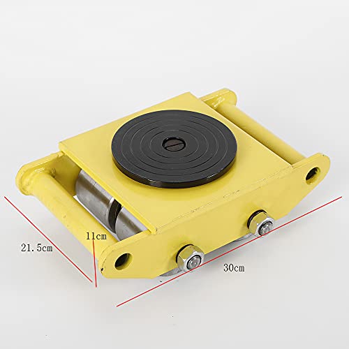 Heavy Duty Machine Dolly Skate Machinery Roller Mover Cargo Trolley 6 Ton 13200lb, w/Steel Rollers Cap 360 Degree Rotation (Yellow)