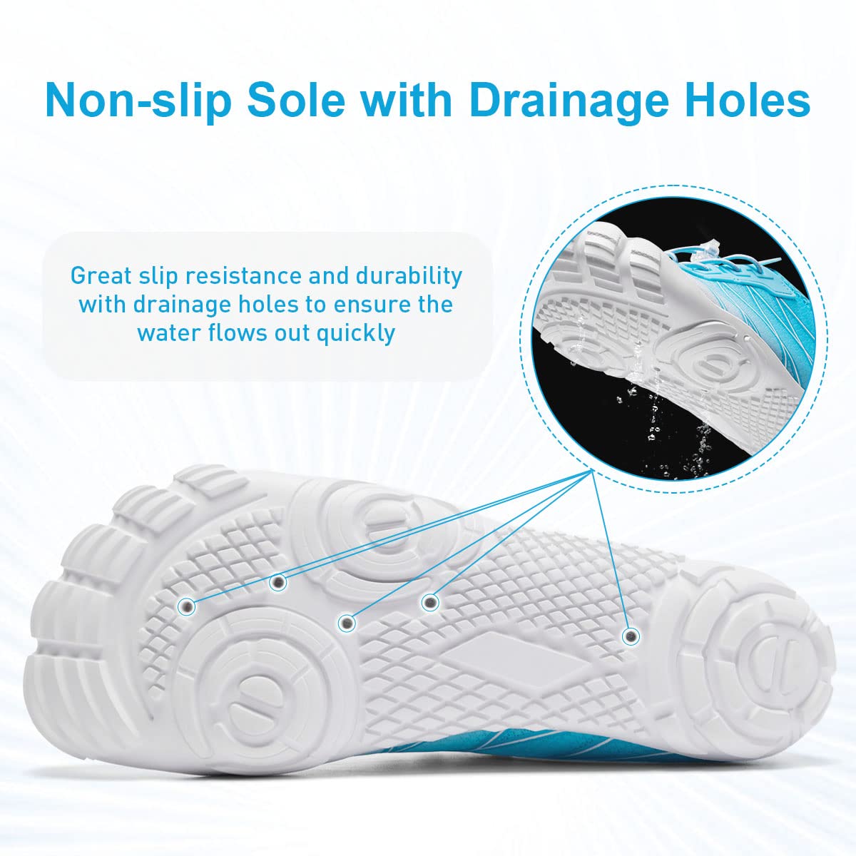 HIITAVE Water Shoes Womens Barefoot Aqua Shoes Non Slip Lightweight Quick Dry with Beach Swim River Gradient Aqua/Blue Size 7 Women/5.5 Men