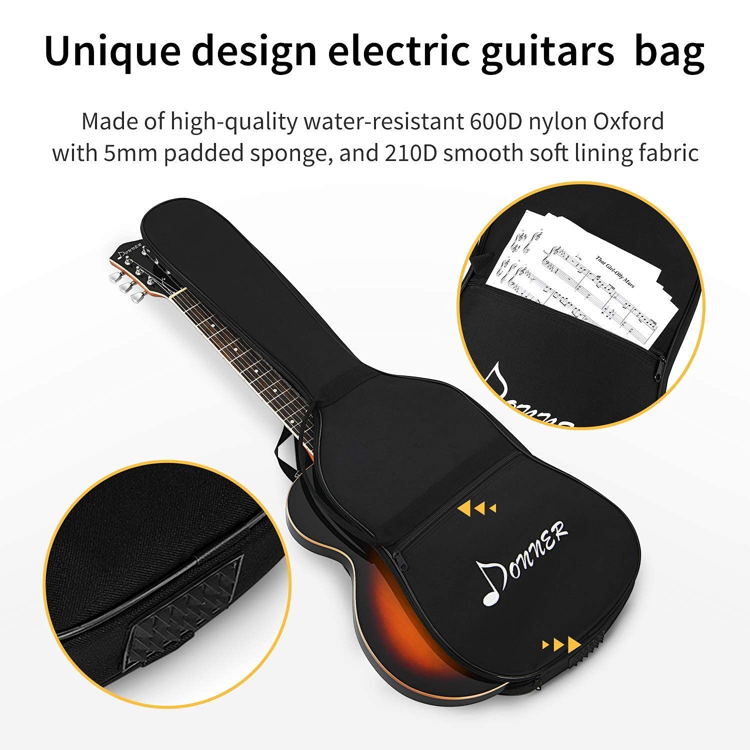 Donner DLP-124B LP Electric Guitar & 10W Guitar Amplifier, Electric Bass Guitar Amp Protable with APP Effector Input for Recording,Acoustic Guitar Combo Practice Amp Protable M-10 with Distortion Tone