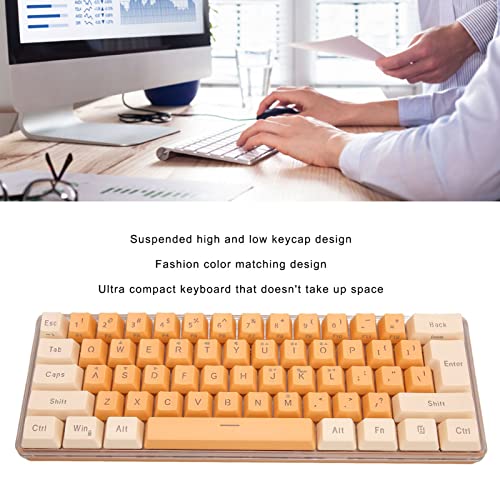 Jakoo Mechanical Keyboard, Ultra Small Gaming Keyboard, Keyboard Up and Down, 61 Wired Home Keys Beige Orange