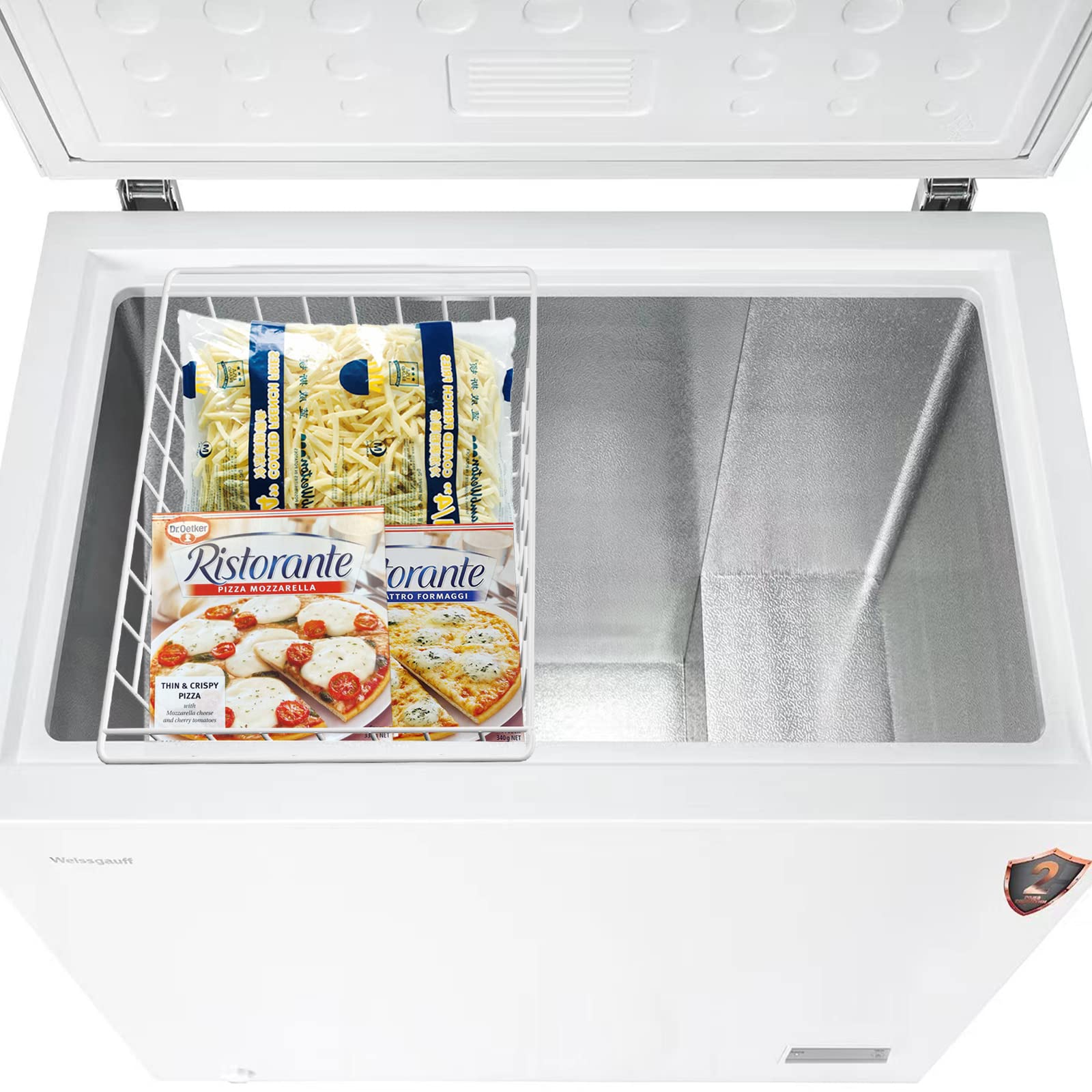 Expandable Cabinet Shelf Organizer 16.7"-24.8" Heavy Duty Freezer Shelf, Chest Freezer Organizer Bins Metal Wire Baskets