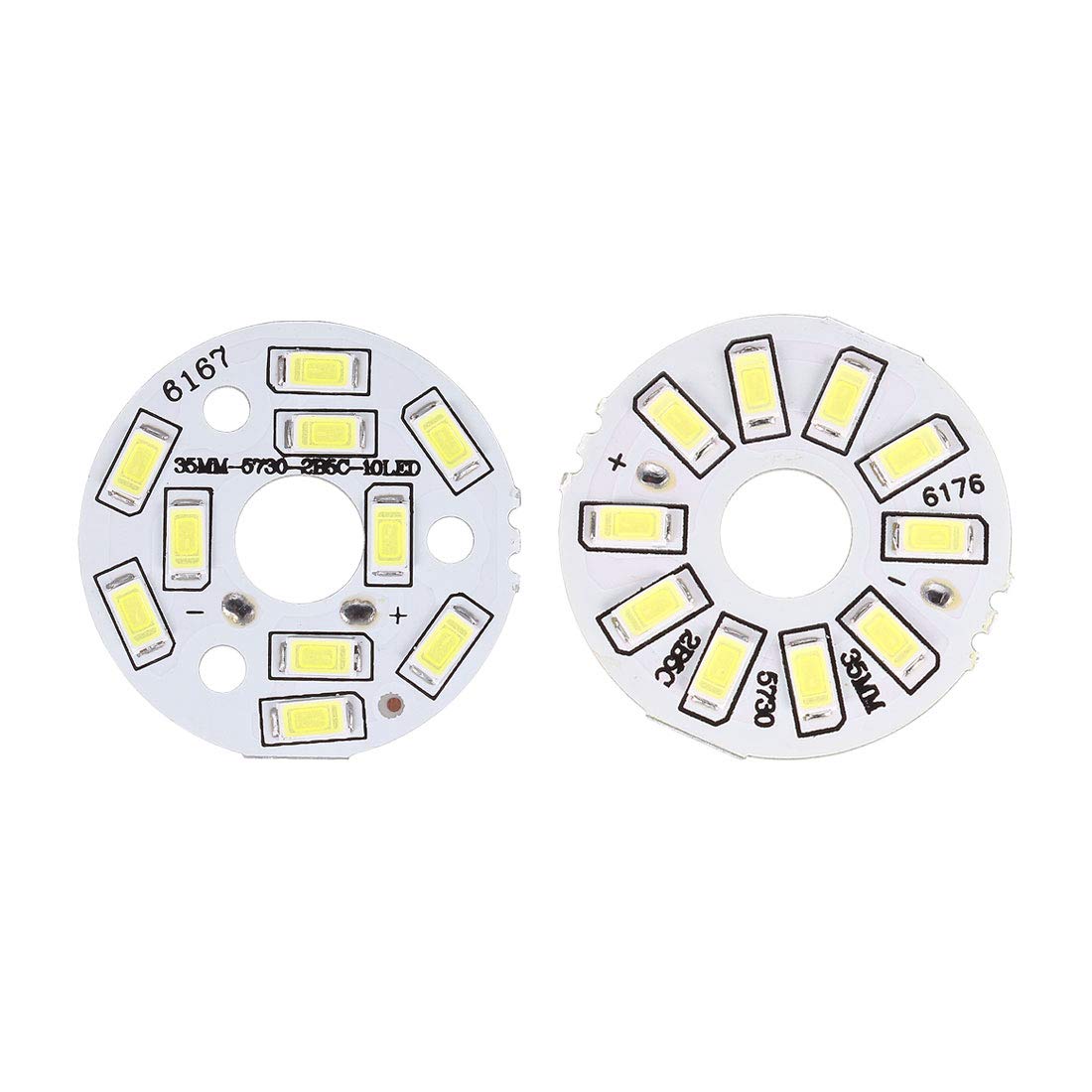 uxcell LED Chip Bulb 300mA 5W 10 LEDs 5730 Surface Mounted Devices Module Aluminum Board Pure White Super Bright 35mm Dia 5pcs for Floodlight