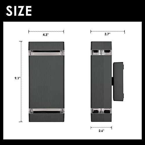 LMP LED Square Up and Down Lights Outdoor Wall Light,Body in Aluminum Waterproof Outdoor Wall Lamps,3000k 5W with Certificate ETL 1 Pack