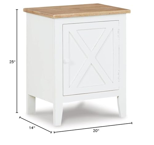 Signature Design by Ashley Gylesburg Farmhouse Accent Cabinet, End Table or Nightstand, 25" Tall, White