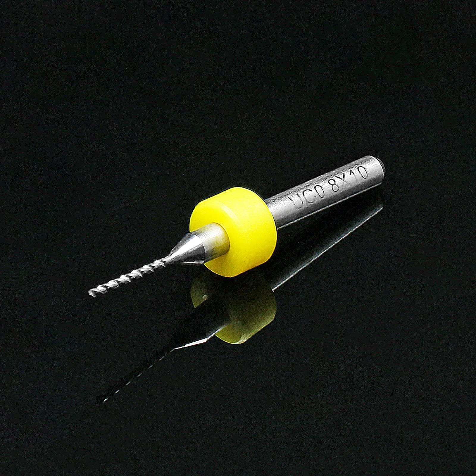 Luomorgo 10 Pcs 1/8" Shank PCB Drill Bits Carbide Tungsten Steel, 0.8mm PCB Print Circuit Board Mini Drill Bit Set for PCB Jewelry CNC Engraving, Yellow
