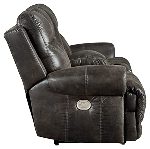 Signature Design by Ashley Grearview Power Reclining Loveseat with Console & Adjustable Headrest, Dark Gray