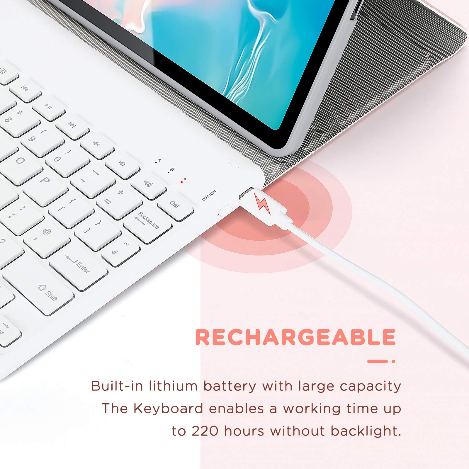 Keyboard Case with 7 Colors Backlit for Samsung Tab S6 Lite 10.4" 2020, Bluetooth Keyboard Detachable US Layout with Case for Samsung Galaxy Tab S6 Lite 10.4 2020 SM-P610 SM-P615, Rose Gold