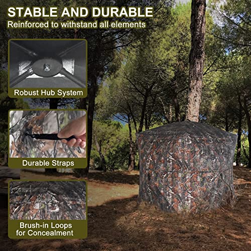 Seeutek Hunting Blind, See Through Hunting Blinds 270 Degree with Carrying Bag, 3 Person Pop Up Ground Blinds for Deer Hunting, Portable Durable Deer Blind for Hunting.