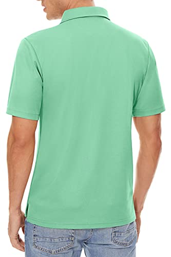 TACVASEN Men's Summer Polo Shirts Casual Lightweight Short Sleeve Collared T-Shirt Mint Green M