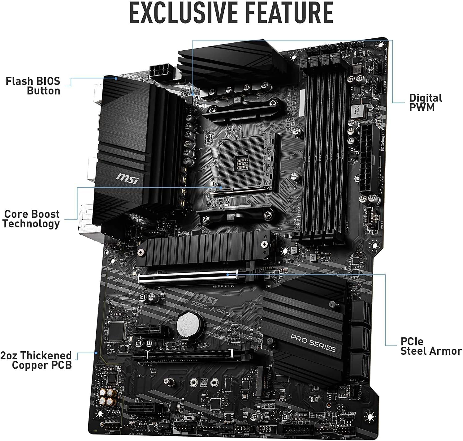 INLAND Micro Center AMD Ryzen 7 5700X 8-Core 16-Thread Unlocked Desktop Processor Bundle with MSI B550-A PRO ProSeries Motherboard (AMD AM4, DDR4, PCIe 4.0, SATA 6Gb/s, M.2, USB 3.2 Gen 2 ATX)