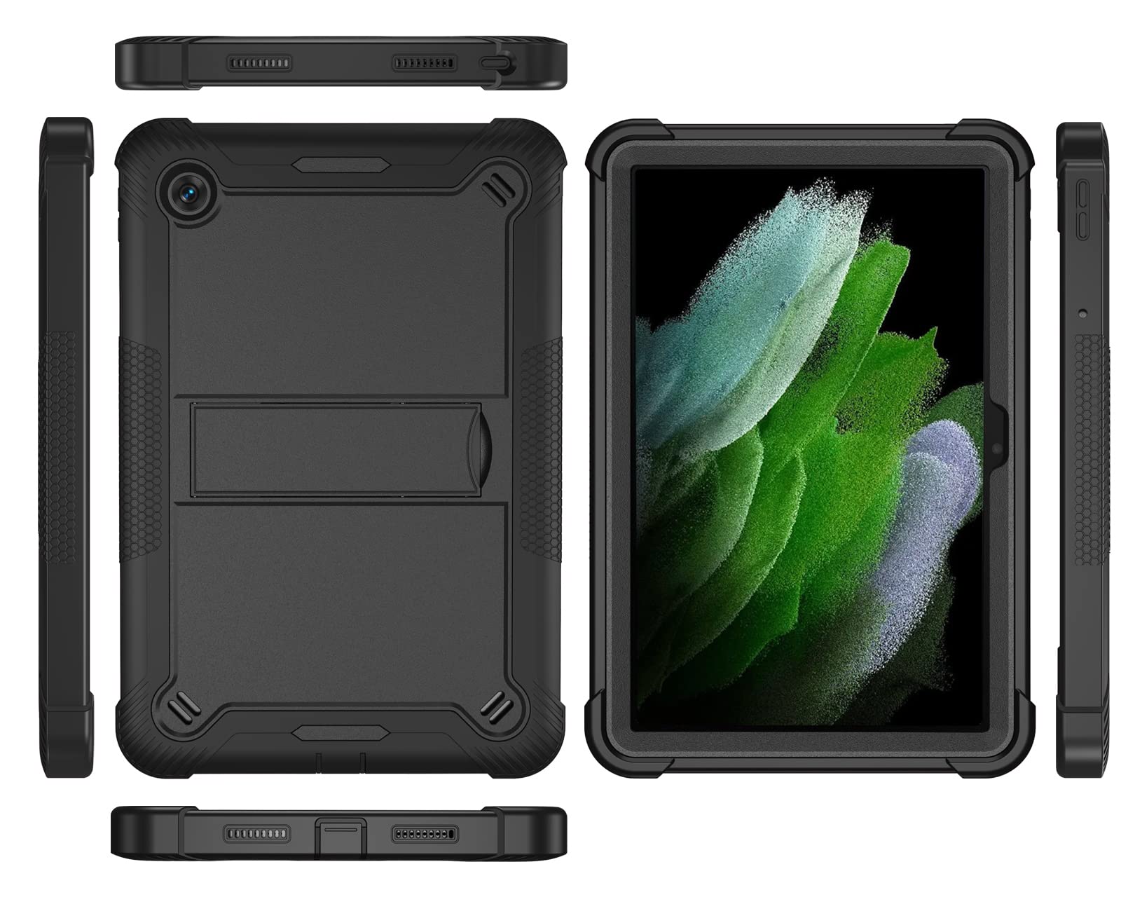 DUEDUE for TCL Tab 10 5G 10.1" Tablet Case, 3 in 1 Hybrid Shockproof Silicone Gel Protective Tablet Cover with Kickstand for TCL Tab 10 5G 9183W(2022 Release), Black