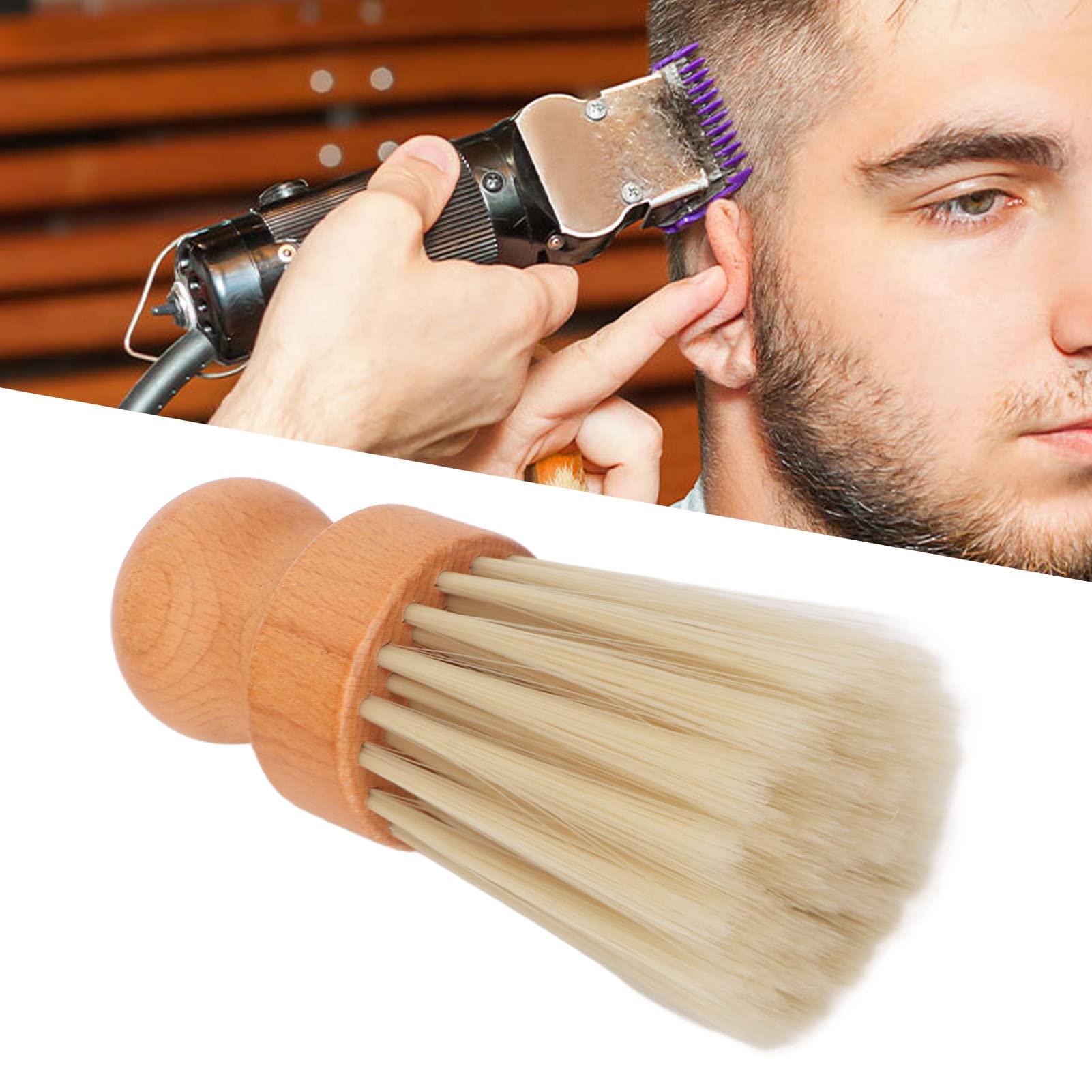 Men Shaving Brush, Practical Design Portable Compact Soft Bristles Durable Wearable Shaving Brush Wooden Handle for Dormitory