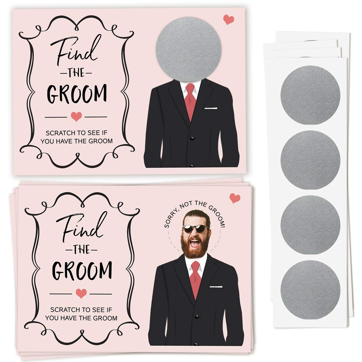 Printed Party Bridal Shower Games β Find The Groom Scratch Off Raffle, Fun Wedding Shower Game, 30 Cards and Stickers