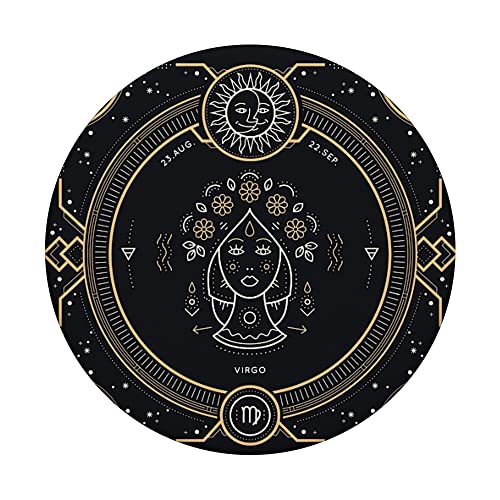 Virgo Zodiac Sign - Black and Gold Phone Accessory PopSockets Swappable PopGrip