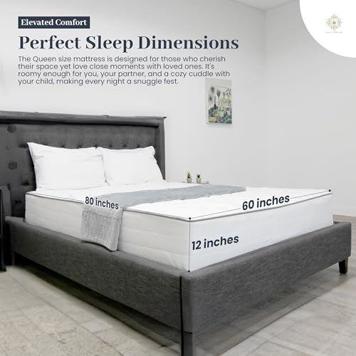 Queen Size Mattress - 12 Inch Cool Memory Foam & Spring Hybrid Mattress with Breathable Cover - Comfort Tight Top - Rolled in a Box - Oliver & Smith