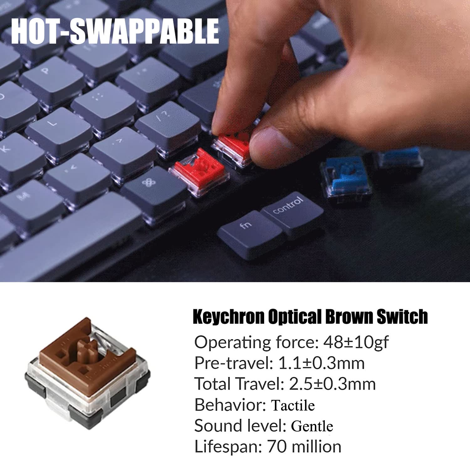 Keychron K3 Wireless/Wired Gaming Mechanical Keyboard Version 2, 96% Layout 100 Keys Bluetooth Keyboard with RGB Backlit, N-Key Rollover, Hot-Swappable Gateron G Pro Red Switch for Mac Windows