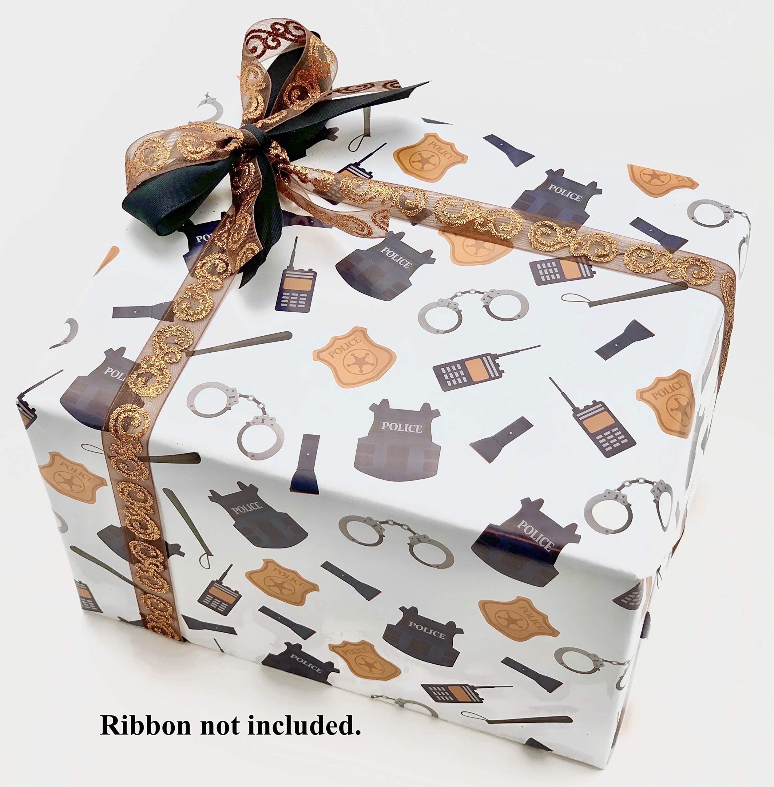 Stesha Party Police Wrapping Paper Birthday Gift Wrap - Folded Flat 30 x 20 Inch - 3 Sheets