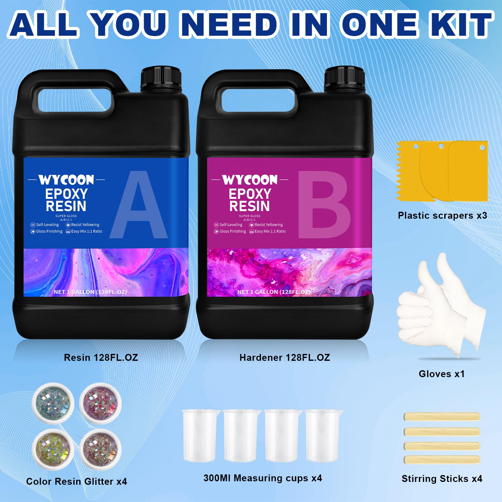 Epoxy Resin, 80OZ Crystal Clear Epoxy Resin Kit, Bubble Free & No Yellowing Casting Resin, Fast Curing Resin Kit for Art Crafts, Jewelry Making, Countertop, Table Top, Wood