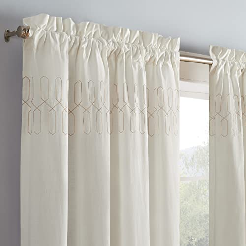 Vue Arashi Modern Boho Decorative Ombre Rod Pocket Window Curtain for Living Room (1 Panel), 52 in x 84 in, Gold