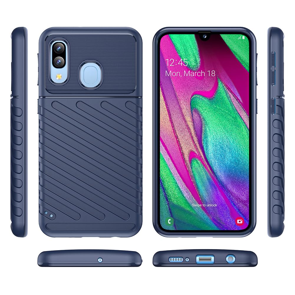 DFTCVBN Phone Case for Galaxy A40 Case, Samsung A40 SM-A405F Case with Screen Protector, Military Grade Shockproof Rugged Shield Anti-Scratch Soft TPU Back Cover Cases for Samsung Galaxy A40 blue