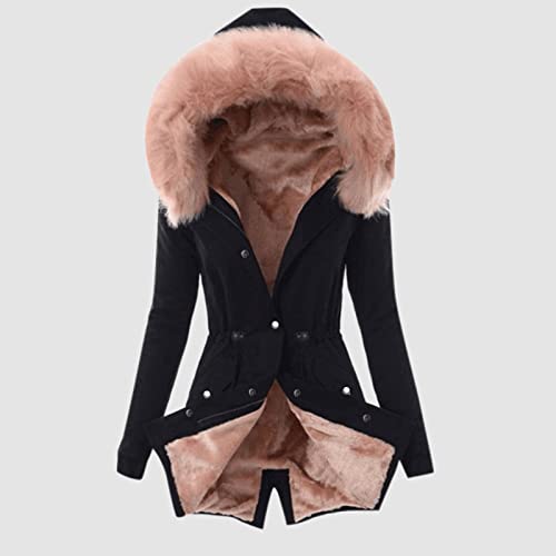 NRUTUP Women's Plus Size Winter Coat Waterproof Long Puffer Jacket Warm Thicken Parka with Removable Fur Hood Parka Coat