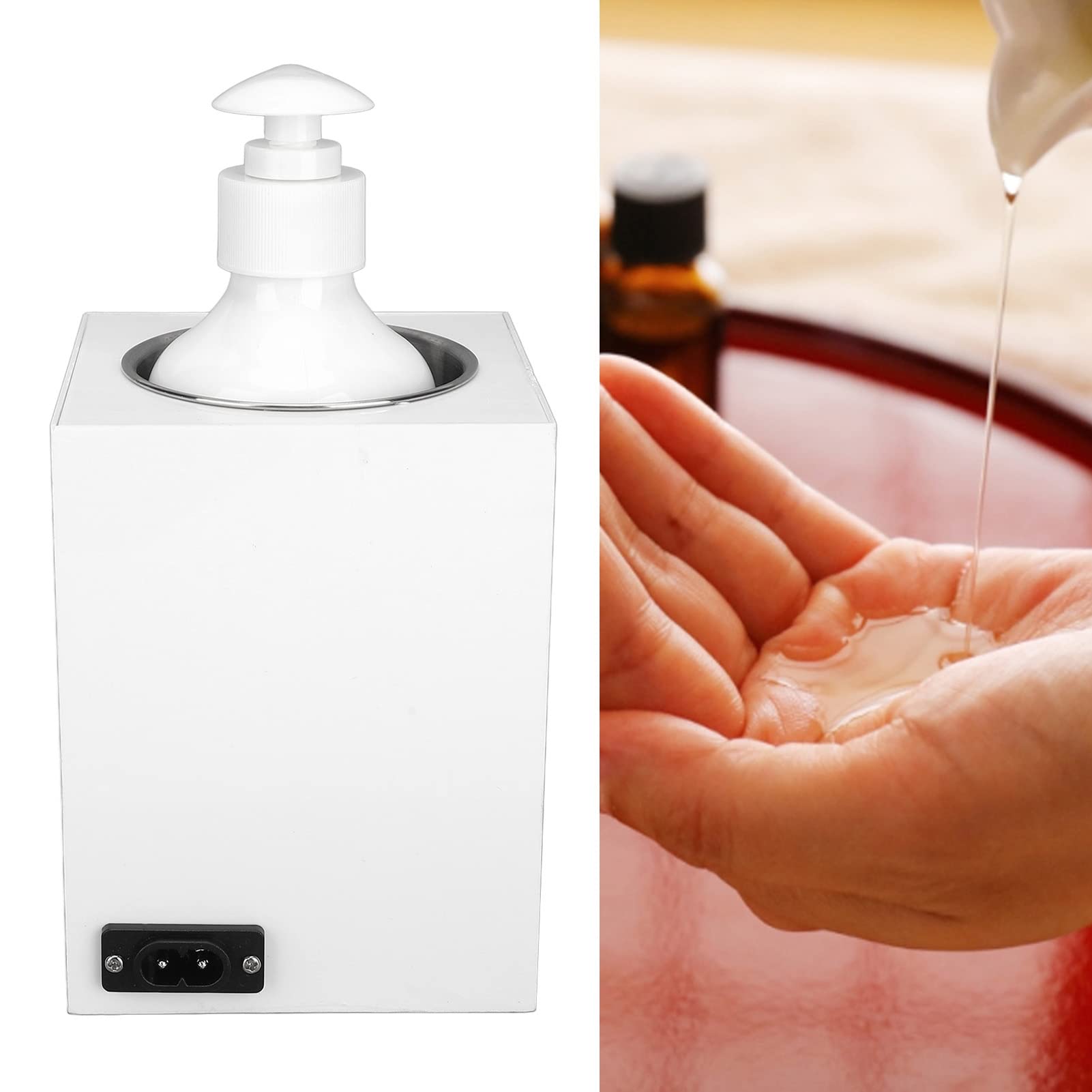 GOWENIC Massage Oil Bottle Warmer, Single Bottle Essential Oil Lotion Warmer with Adjustable Temperature Aluminum Alloy Inner Liner, Spa Lotion Warmer for Salon Barber Shops Beauty Salon Home(US)