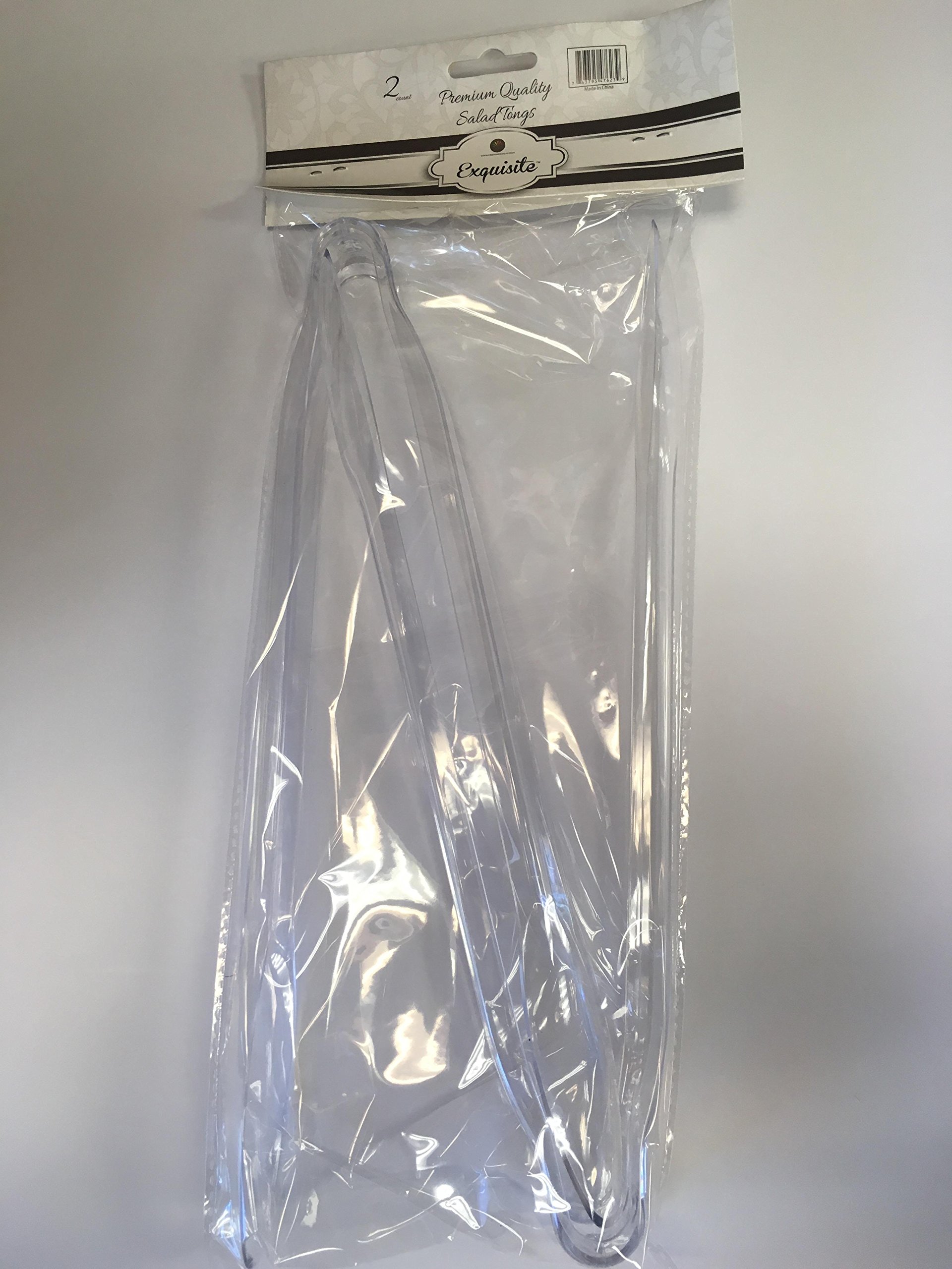 Exquisite 2-pack Premium Quality Salad Tongs, Clear, 12"