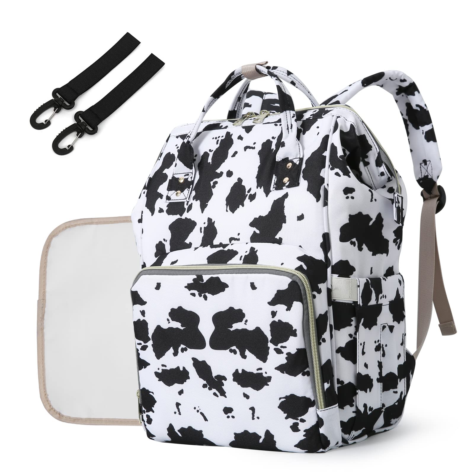 TRENDPLAY Baby Diaper Backpack for toddlers, Stroller Organizer Nappy Bag For Girls, with Insulated Pockets, Cow