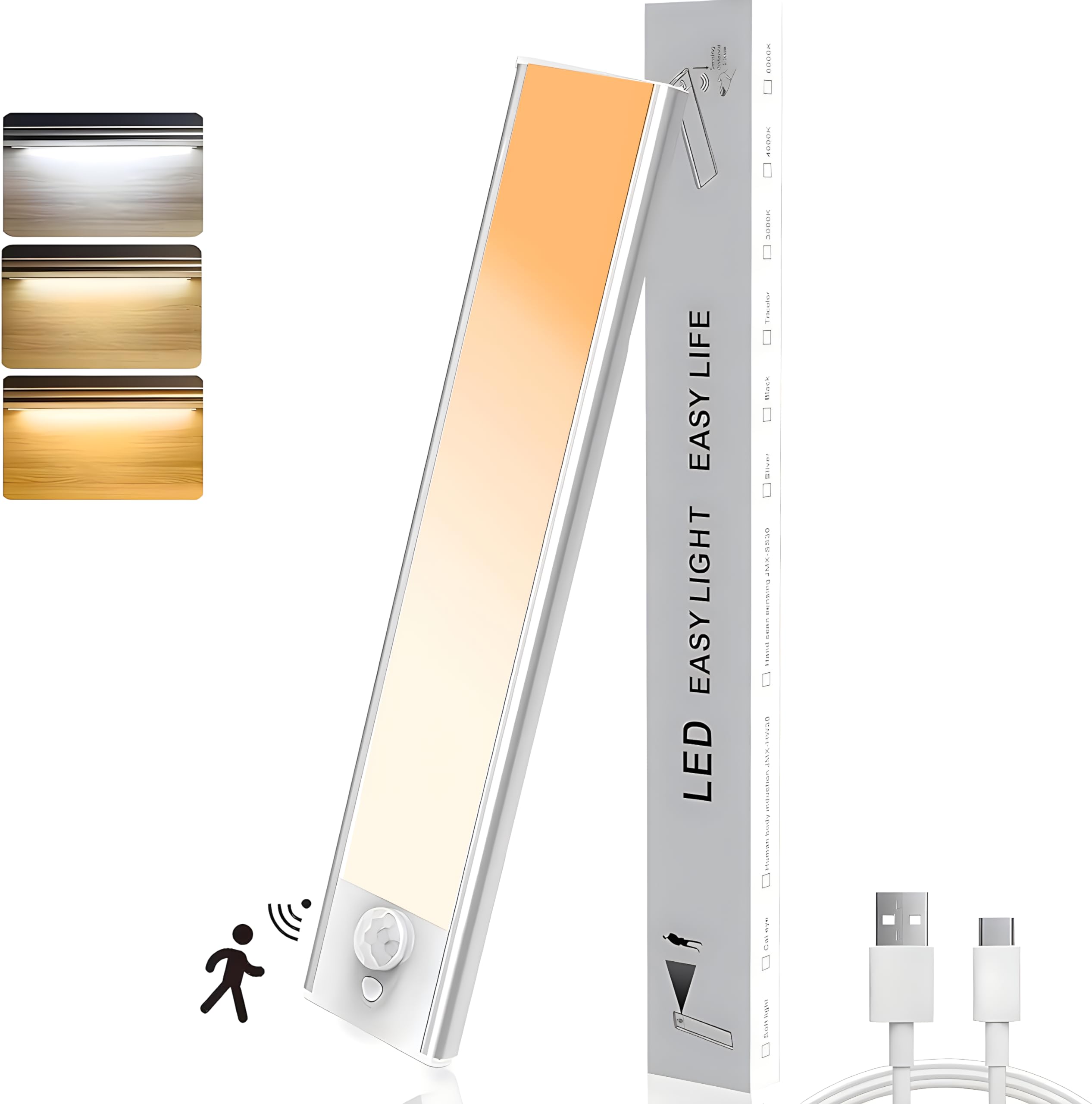 EAUTOR Under Cabinet Lights Motion Sensored β 126 LED Closet Lights Rechargeable Led Light Strip Motion Sensor Closet Lights Stick-On Magnetic Led Under Cabinet Lighting