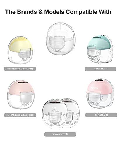 Wearable Breast Pump Accessories Replacement Parts Flange 24mm, Duckbill Valve, Silicone Diaphragm, Milk Collector Cup Compatible with MOMMED Mumgaroo MISSAA TSRETE Bioby S18 S21 S23