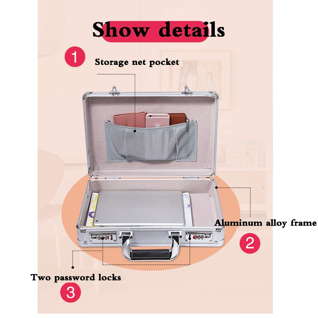 Fireproof Waterproof Box with Key Lock,File Storage Chest Personal Mobile Tote Box,for Portable Travel,Office (Color : Silver)