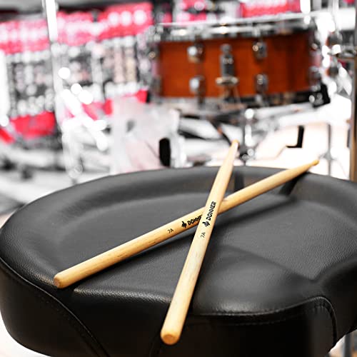 Donner Heavy Duty Drum Throne, Motorcycle Style Drum Seat, Widened Drum Chair with Upgraded Materials, Height Adjustable Padded Stool, Double Braced