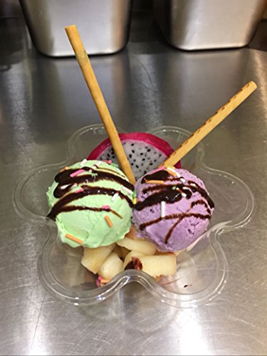 Healthcom 50 Packs Clear Plastic Ice Cream Dessert Bowls Dessert Cups Flower Ice Cream Cup Sundae Bowls Disposable Plastic Dessert Bowls Holder Salad Serving Bowl for Tasting Party Appetizers