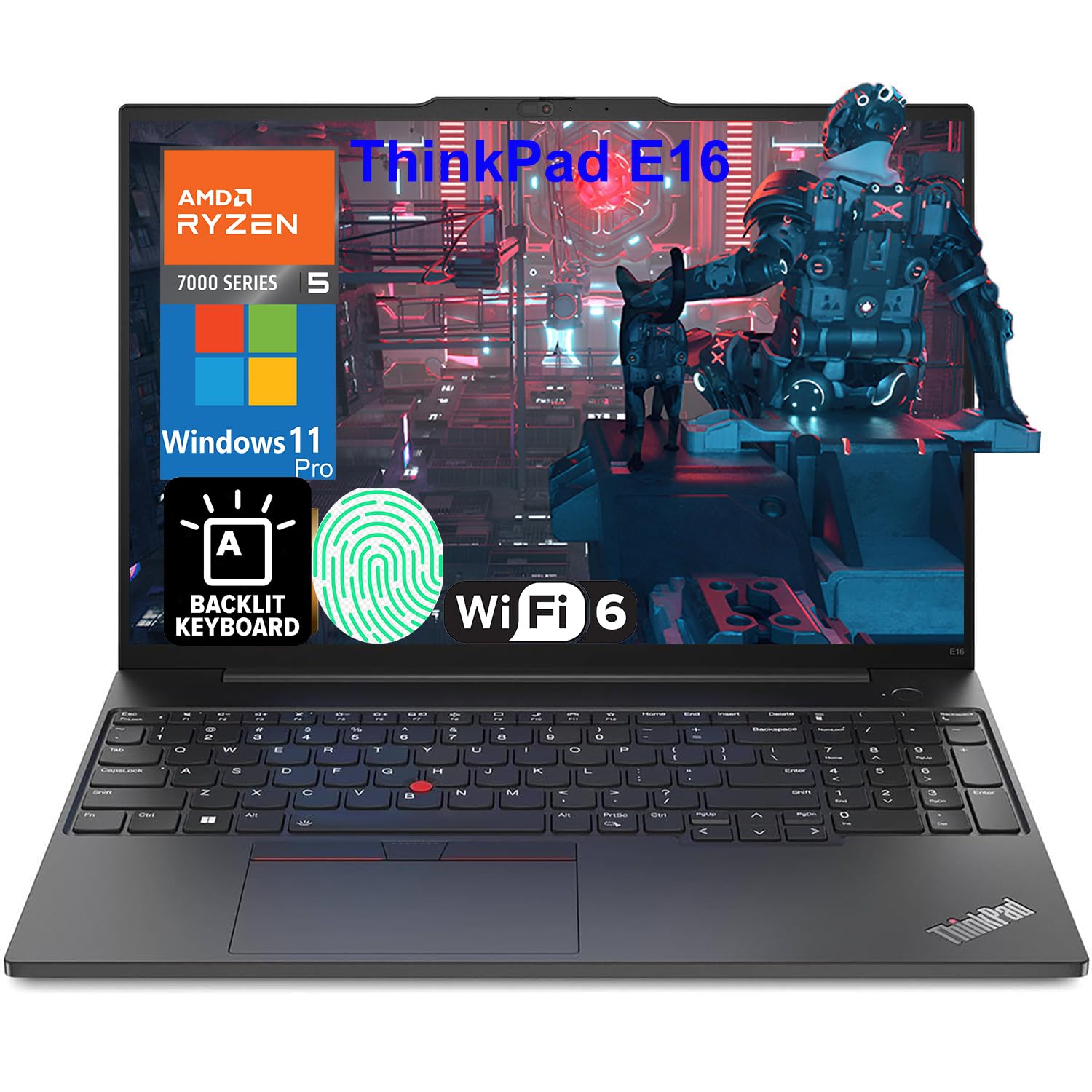 Lenovo ThinkPad E16 16" FHD+ Business Laptop Computer, AMD Ryzen 5 7530U (Beat i7-1355U), 8GB DDR4 RAM, 4TB PCIe SSD, WiFi 6, Thunderbolt 4, Backlit KB, Fingerprint Reader, Windows 11 Pro, WE/PGPY