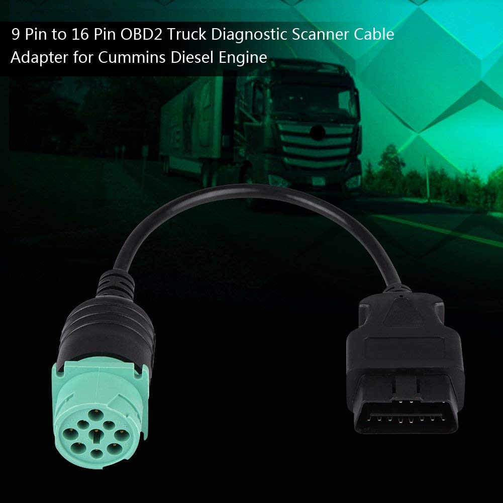 Ejoyous 9 Pin to 16 Pin OBD2 Truck Diagnostic Scanner Cable Adapter for Engine with Superior Flexibility and Durability (Male)
