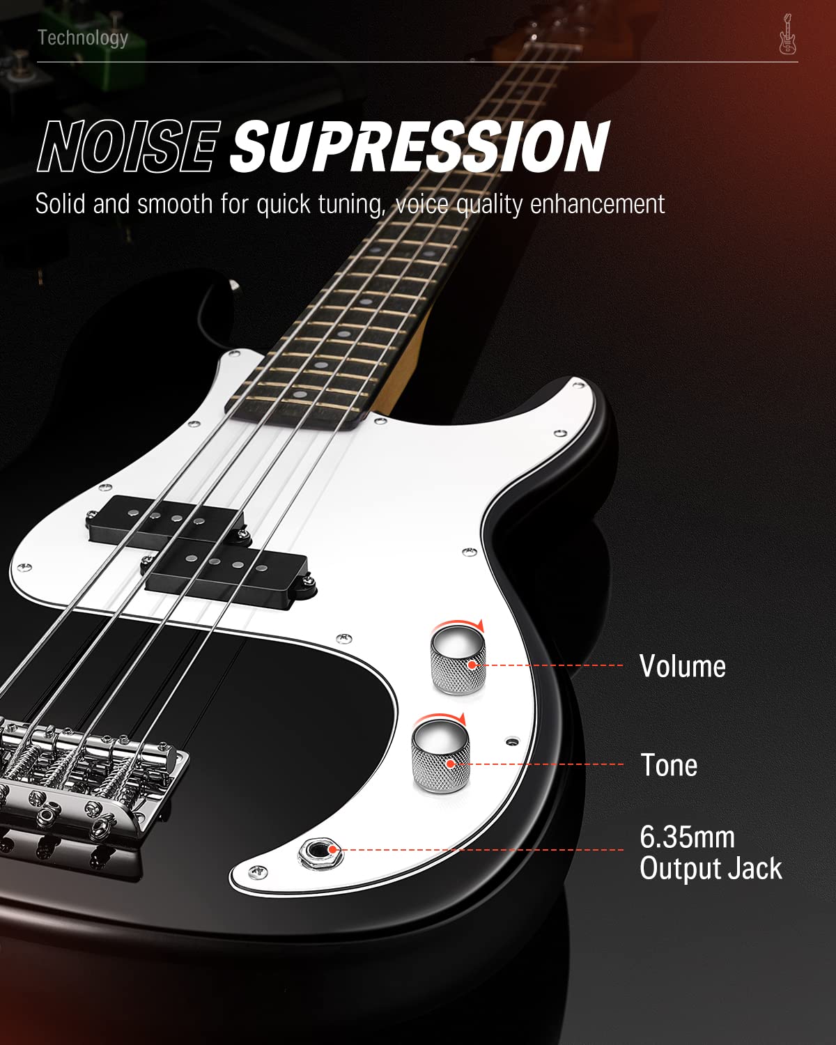 Donner Electric Bass Guitar 4 Strings Full-Size Standard Bass PB-Style Beginner Kit Black for Starter with Free Online Lesson Gig Bag Guitar Strap and Guitar Cable, DPB-510D