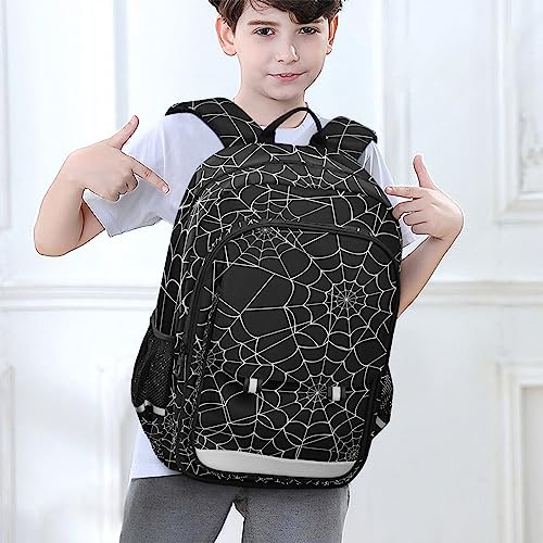 Glaphy Spiderweb Halloween Black Backpack School Bag Lightweight Laptop Backpack Students Travel Daypack with Reflective Stripes