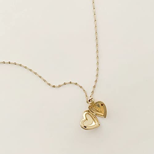 Honeycat Puffy Heart Locket Charm Necklace in Gold, Rose Gold, or Silver | Minimalist, Delicate (Gold)