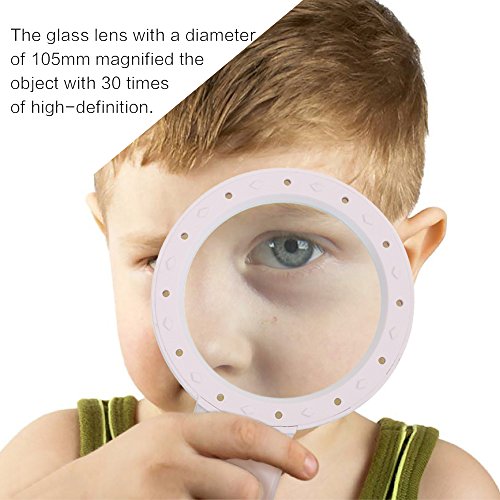 Magnifying Glass 30X, Large Magnifier with Light, LED Illuminated & Handheld, Premium High Power Magnify Glass for Reading Books, Seniors, Macular Degeneration, Stamps