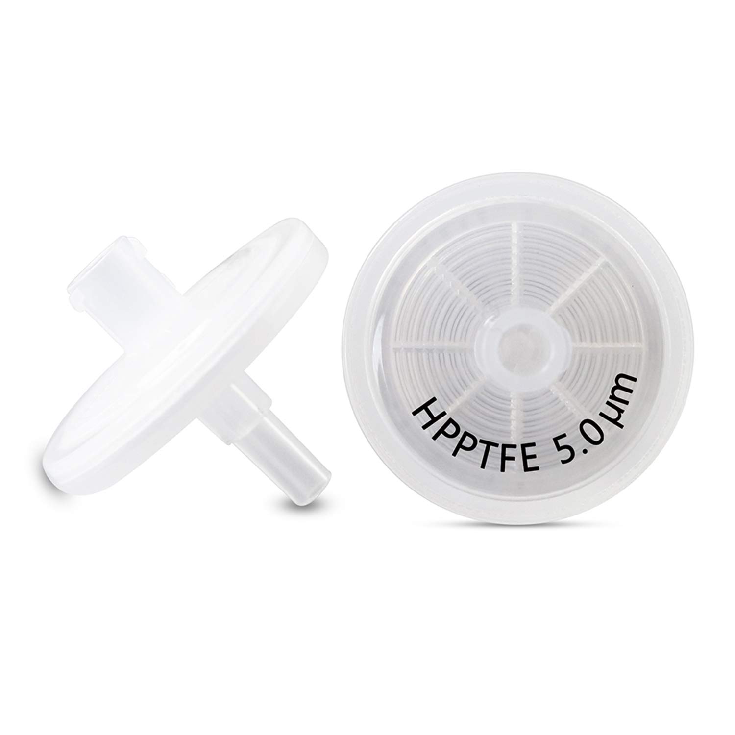 PTFE Syringe Filters [Wettability: Hydrophilic] 25mm Diameter 5.0 μm Pore Size Laboratory Filtration by Allpure Biotechnology (Pack of 100) (Hydrophilic PTFE, 5.0 μm)