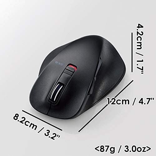 ELECOM Bluetooth Wireless Mouse, Slient, Quiet Click, Ergonomic Design 5 Buttons for iPad, Laptop, Notebook, PC and Mac, Large Size (M-XGL10BBSBK-US)