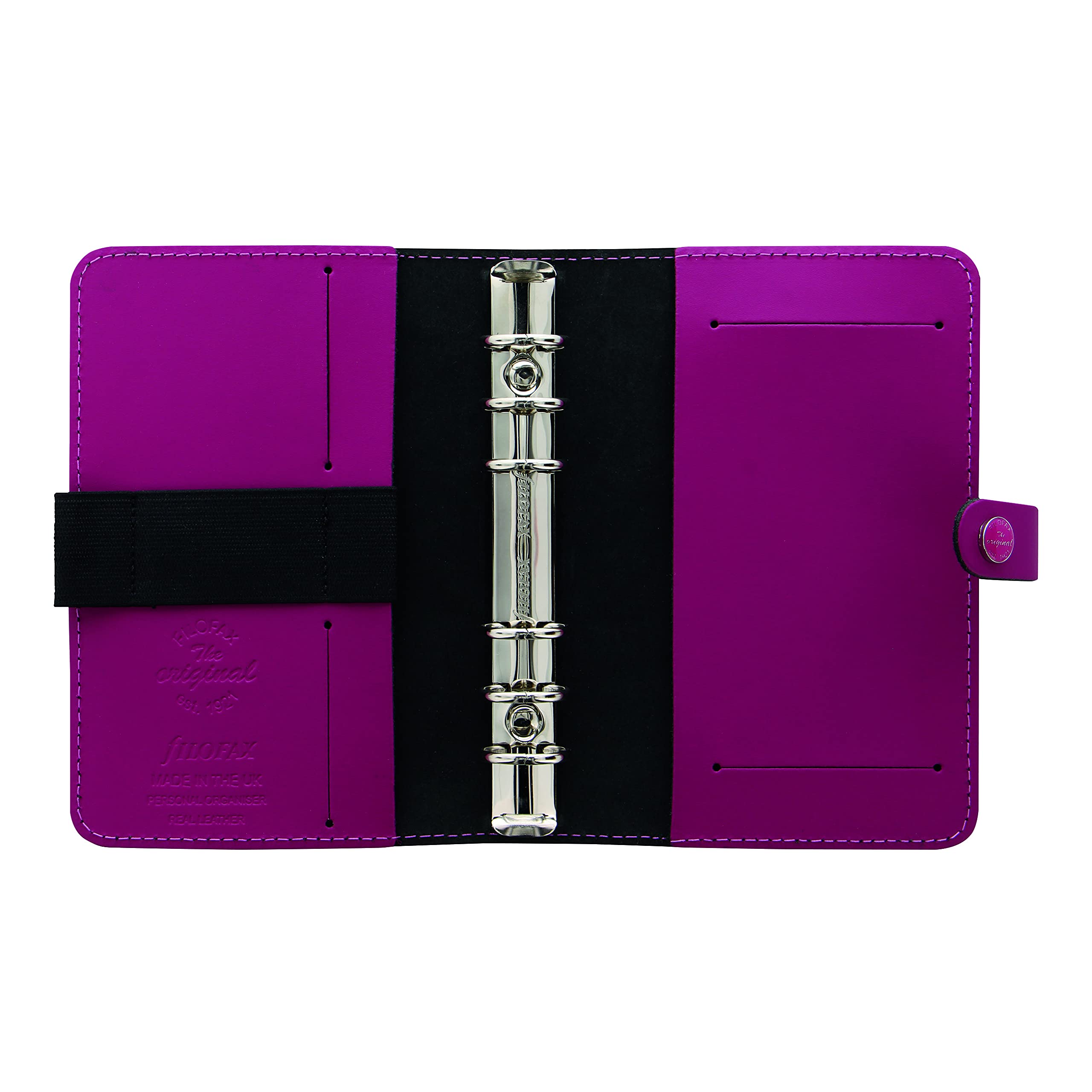 Filofax The Original Organizer, Personal Size, Raspberry - Leather, Six Rings, Week-to-View Calendar Diary, Multilingual, 2022 (C026088-22)