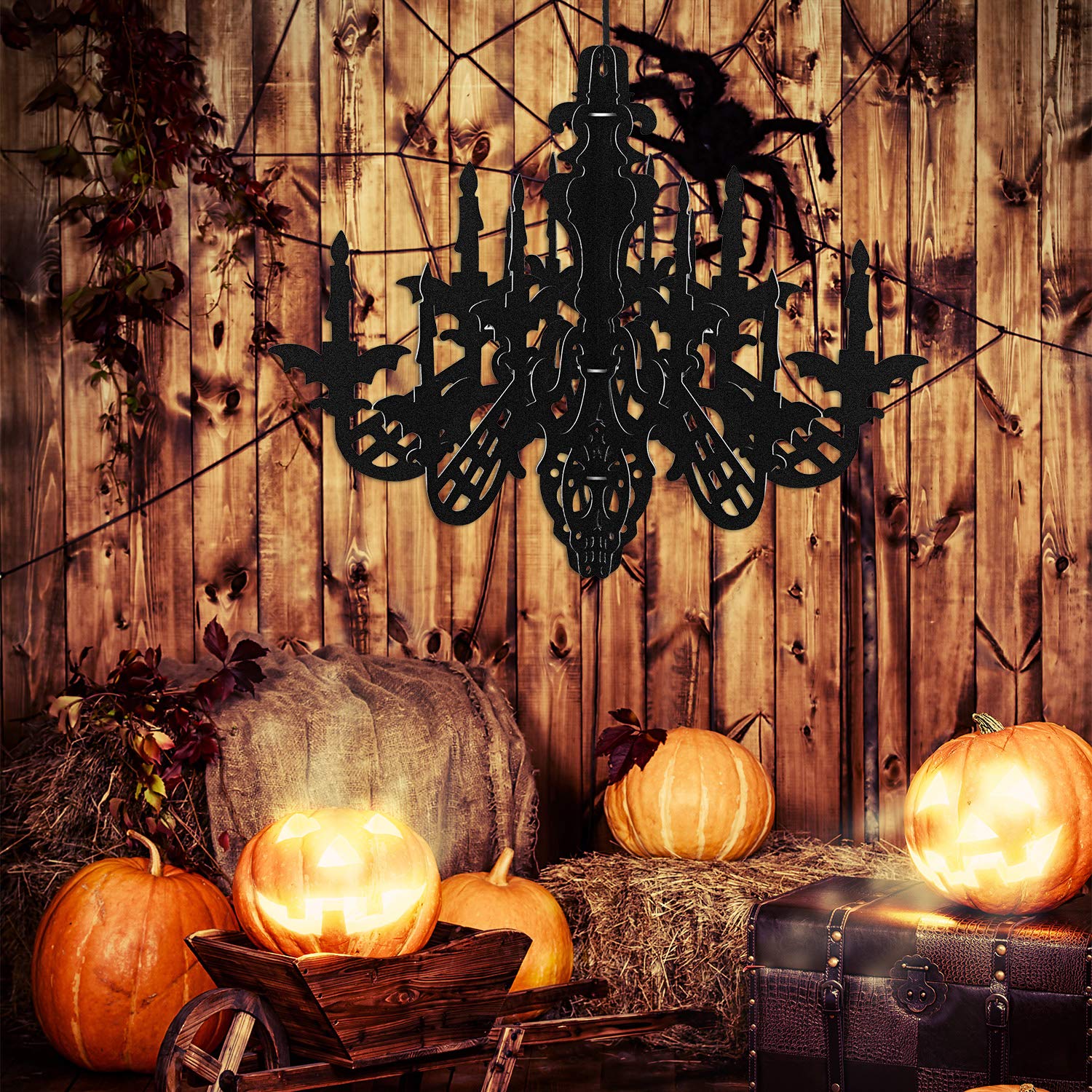 TUPARKA 2 Set Halloween Chandelier Decoration Halloween Haunted House Decoration Ceiling Hanging Decoration, Black