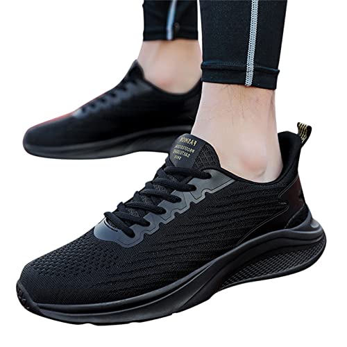 FASDNENDYS Fashion Summer Men Mesh Breathable Comfort Flat Lace Casual Work Shoes Men Sneaker Black
