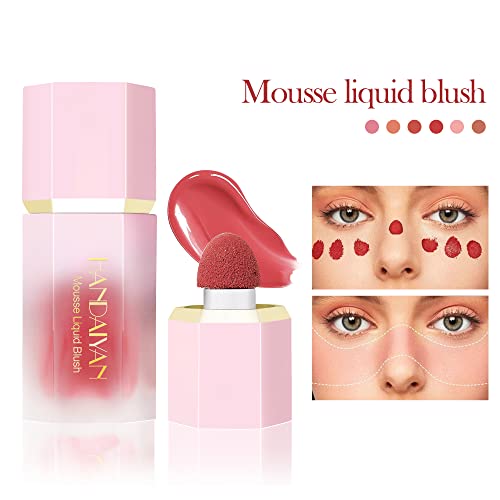 GL-Turelifes Cream Liquid Blush Makeup, Air Cushion Blush for Cheeks, High Pigment, Weightless, Velvet Mousse, Natural-Looking Long Lasting, Dewy Finish, Easy to Blend Blusher (#1 Love Cake)