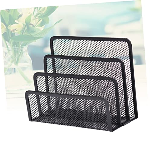 NUOBESTY School Metal Paper Holders Collection Folders Stacking Desktop Record Mail Folder Mesh Countertop Cell Duty Filing Desk Bill Organizer Holder Compartments Rack Letter Tray Home