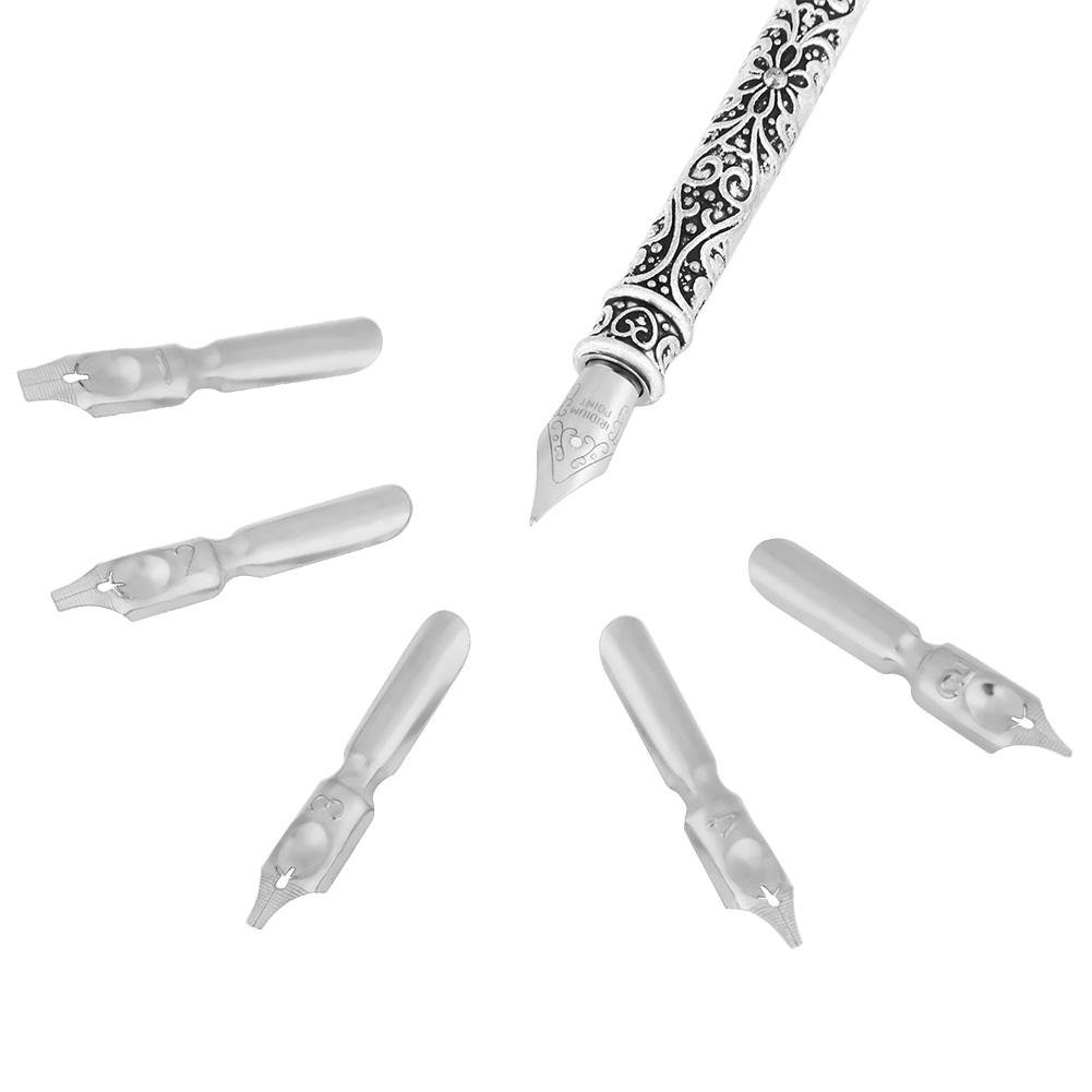 Feather Quill Pen,Antique Calligraphy Feather Dip Quill Pen with Ink Set,5 Replacement Nibs,Fluent in writing(Red)