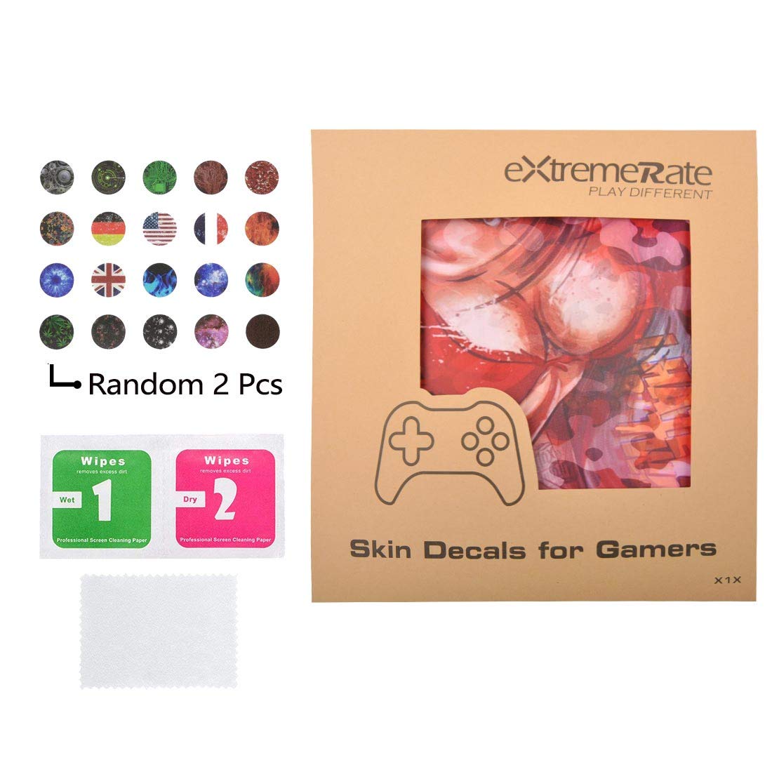 eXtremeRate Full Set Faceplates Cover, Home Guide Button Decal, Console Controller Skin Sticker for Xbox One X - Sexy Girl