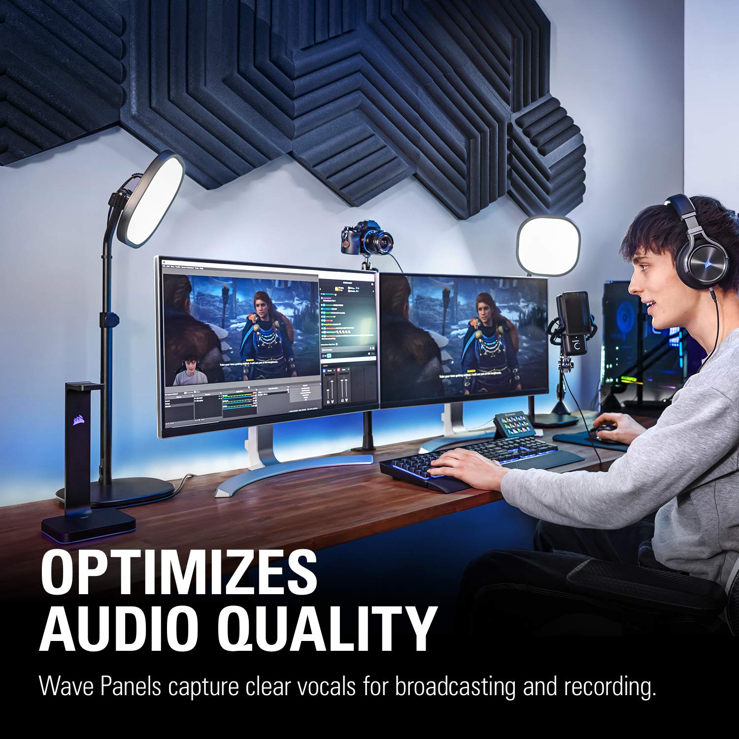 Elgato Wave Panels Starter Set (Black) - 6 acoustic treatment panels, dual density foam, proprietary EasyClick frames, modular design, easy setup and removal