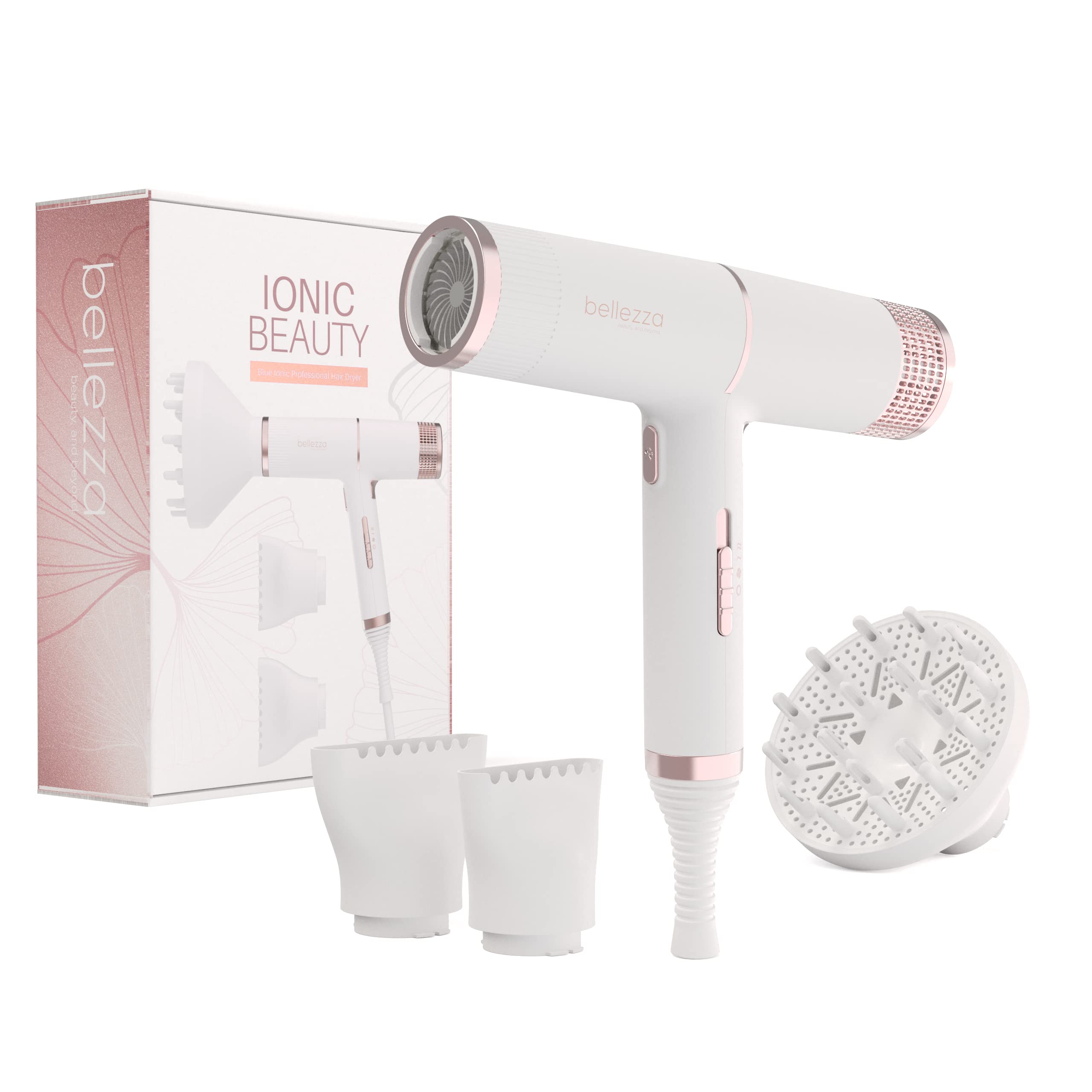 Ionic Beauty -Blue Ionic Technology for Pro Performance Drying, Hair Dryer with Diffuser, Foldable Handle, Constant Temperature Hair Care Without Hair Damage